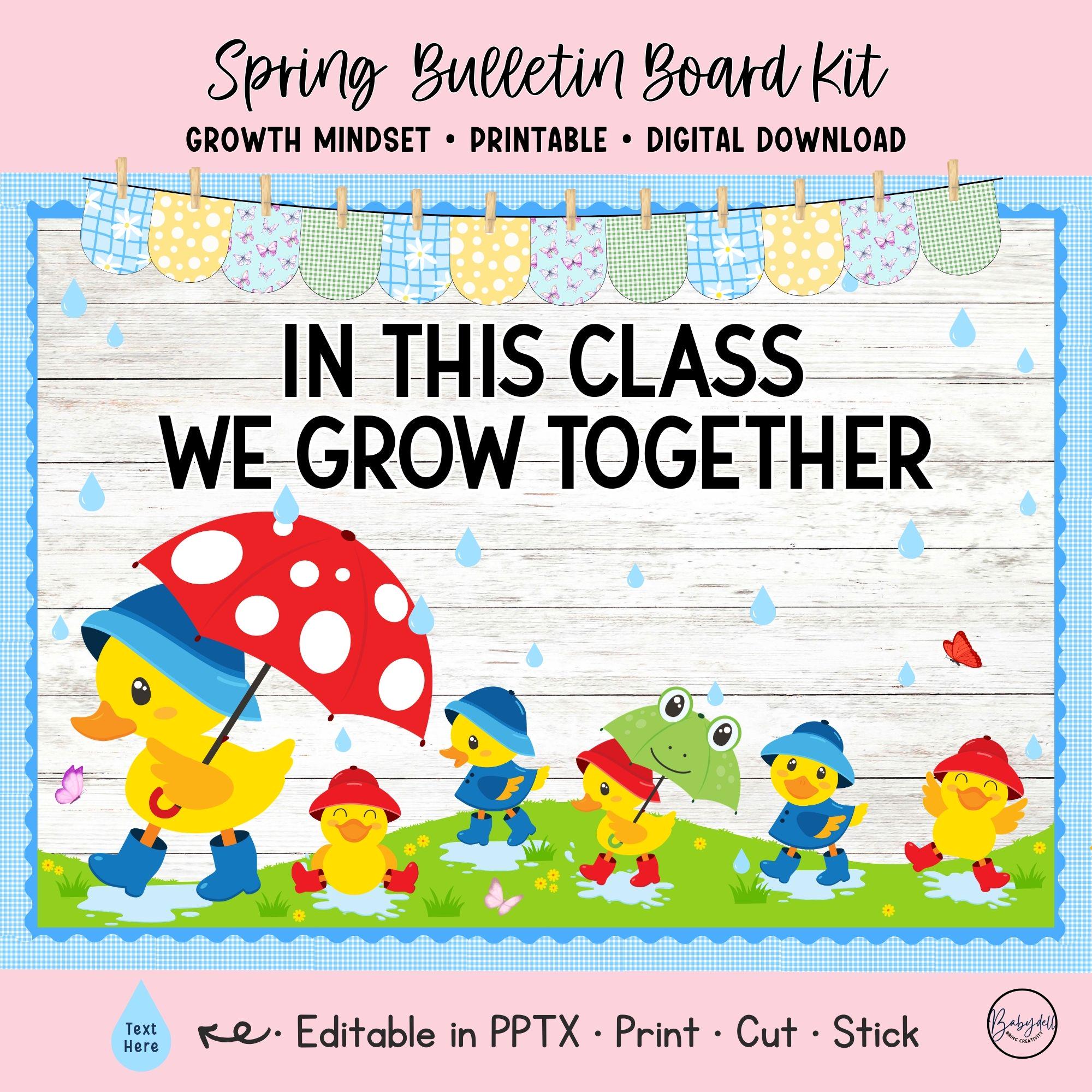 Spring Bulletin Board Kit Growth Mindset Classroom Decor Ducks and Rain ...