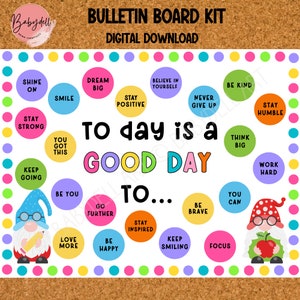 Positive Affirmation Gnome Bulletin Board Kit: Classroom Decor (digital ...