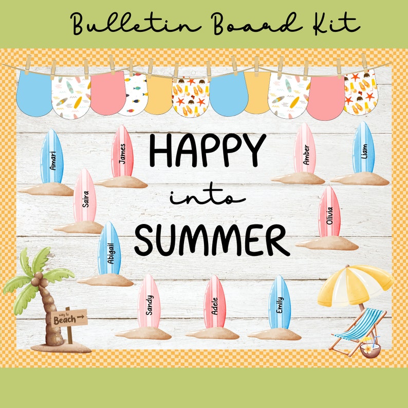 Surfboard Bulletin Board Kit: Retro Coastal Classroom Decor - Etsy