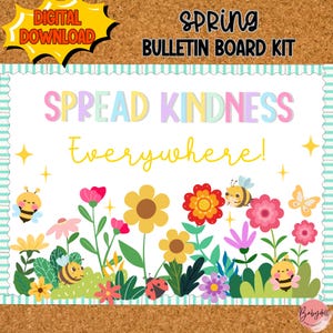 Spring Kindness Bulletin Board | Flower Classroom Decor | Bloom With ...