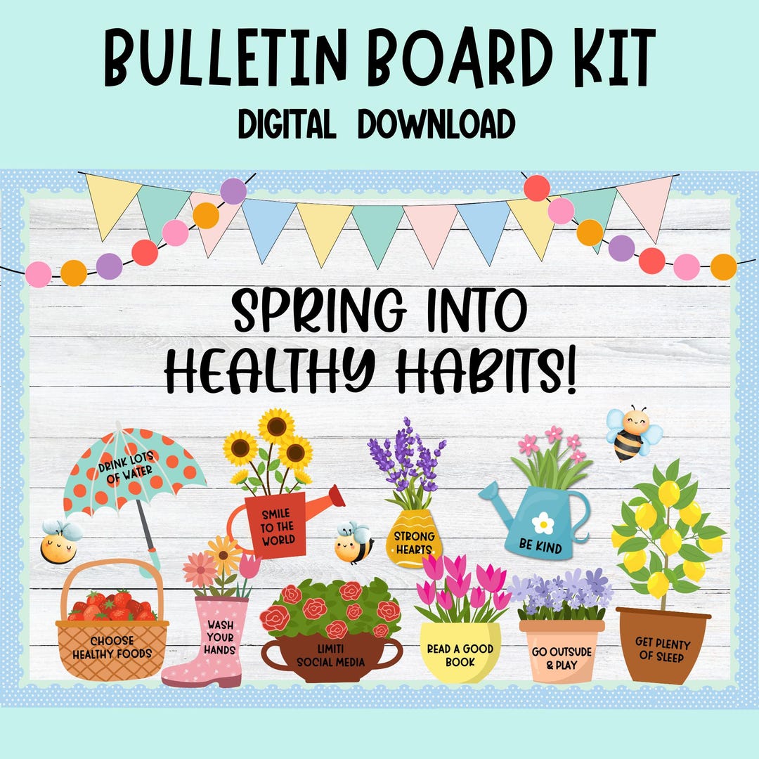 Spring Healthy Habits Bulletin Board Kit: Classroom Decor (digital ...