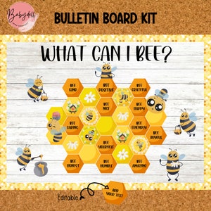 Bee Bulletin Board Kit With Editable Honeycomb Spring Classroom Decor ...