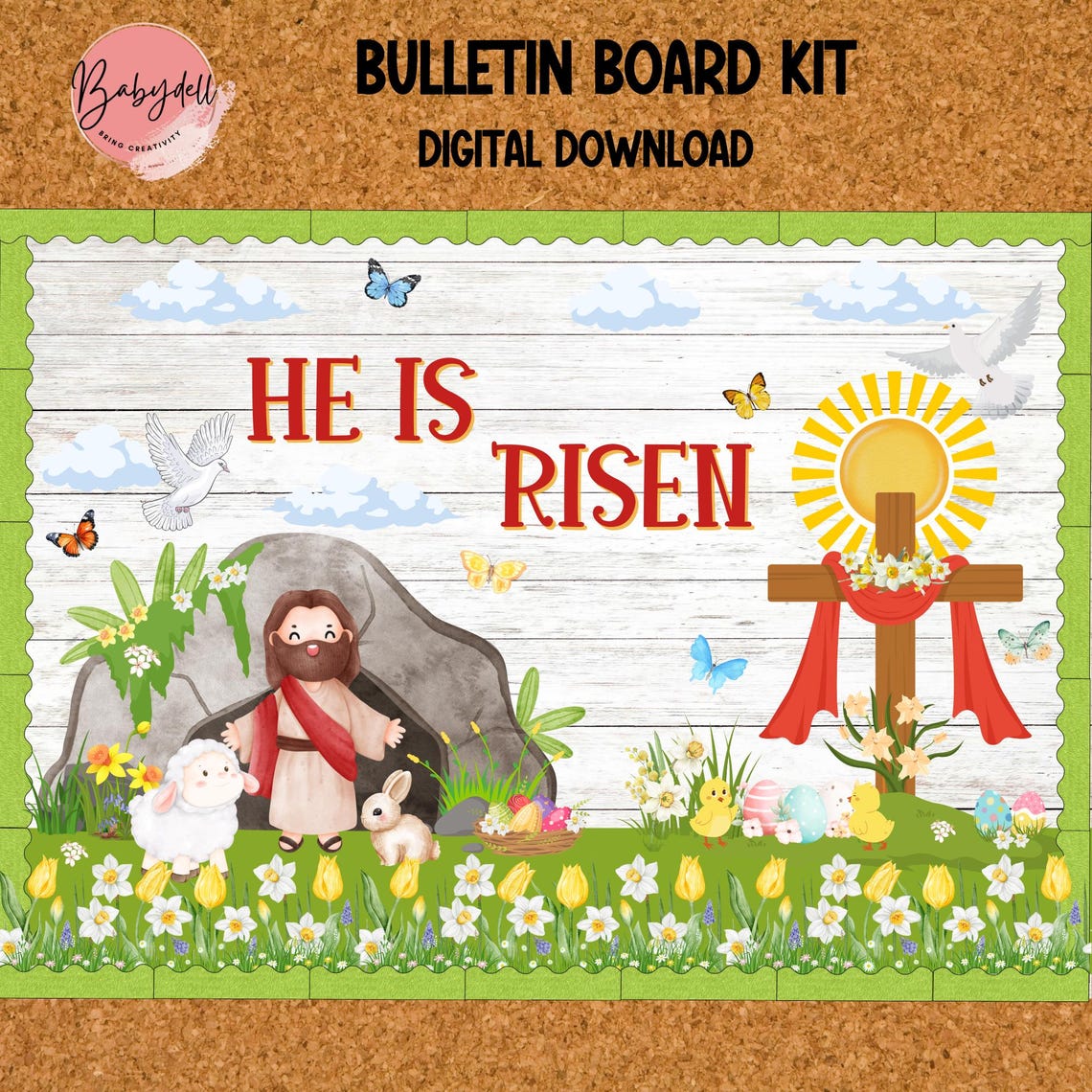 He is Risen Easter Bulletin Board Kit Christian Classroom Decor ...