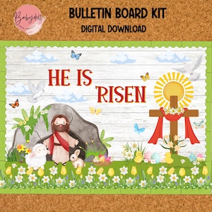 He is Risen Easter Bulletin Board Kit Christian Classroom Decor ...
