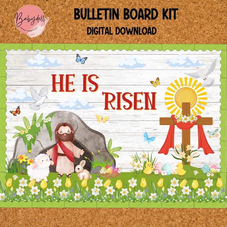 He is Risen Easter Bulletin Board Kit Christian Classroom Decor ...