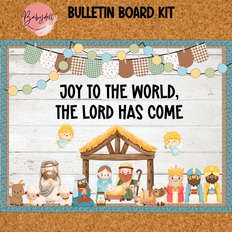 Christmas Nativity Bulletin Board Kit | Christian December Decor ...