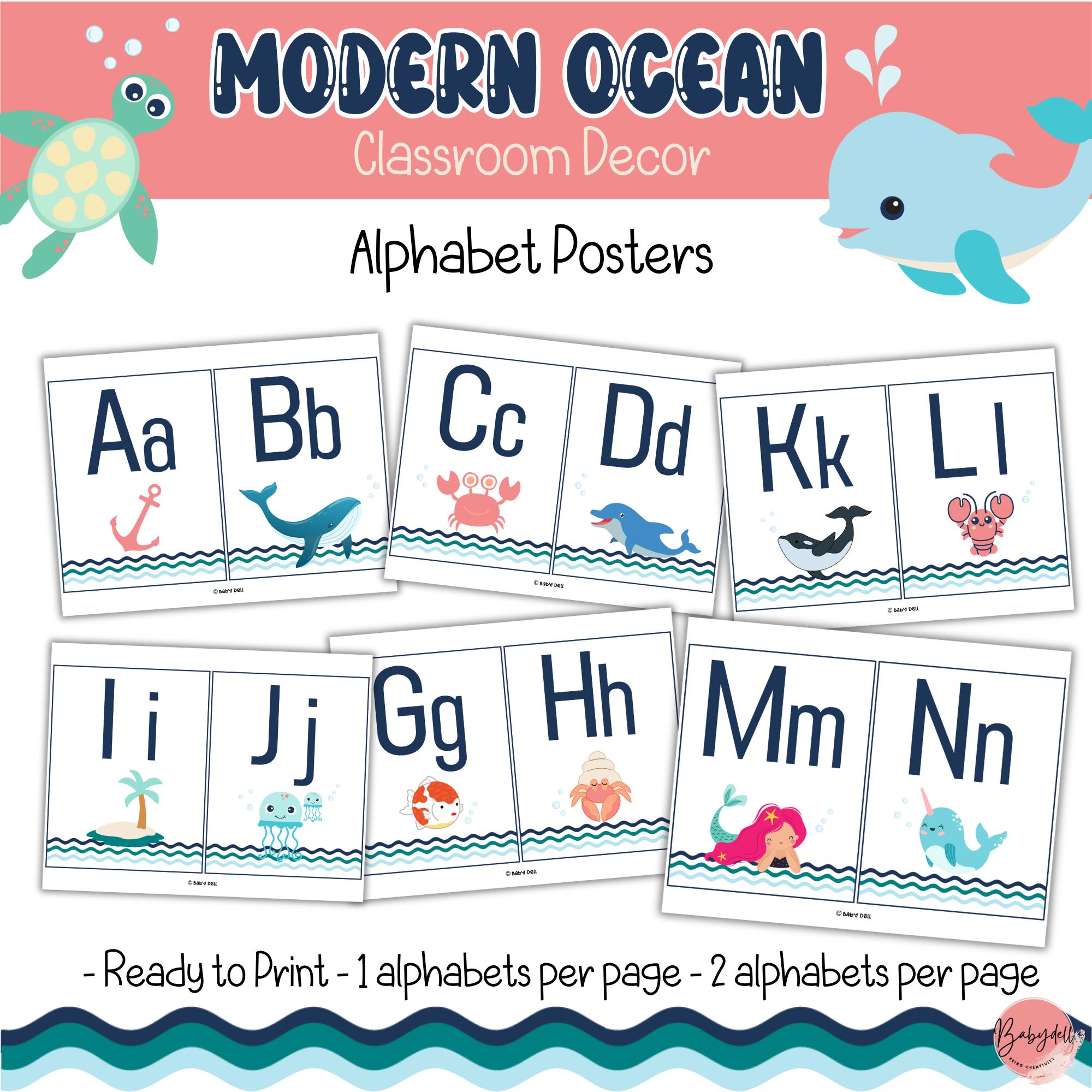 Ocean Alphabet Posters A-Z: Coastal Classroom Decor (digital Download ...