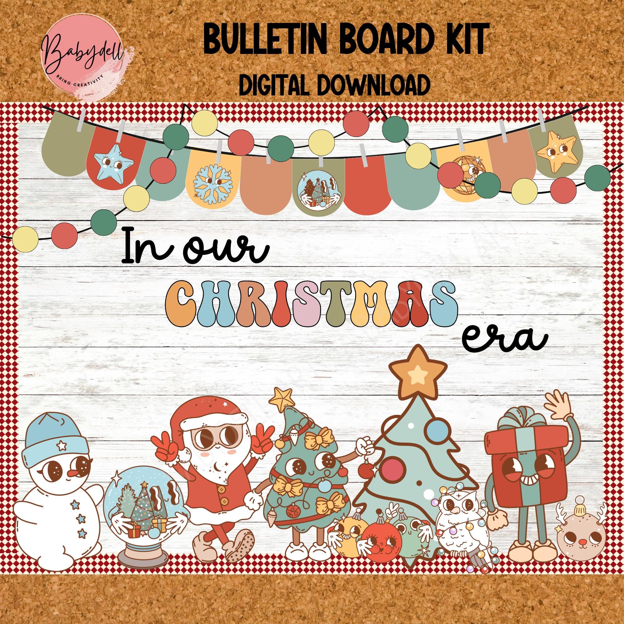 Retro 'merry & Bright' Christmas Bulletin Board Kit for a Groovy ...