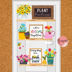 Plant Kindness Bulletin Board Door Decor | Spring & Summer Flower Theme ...