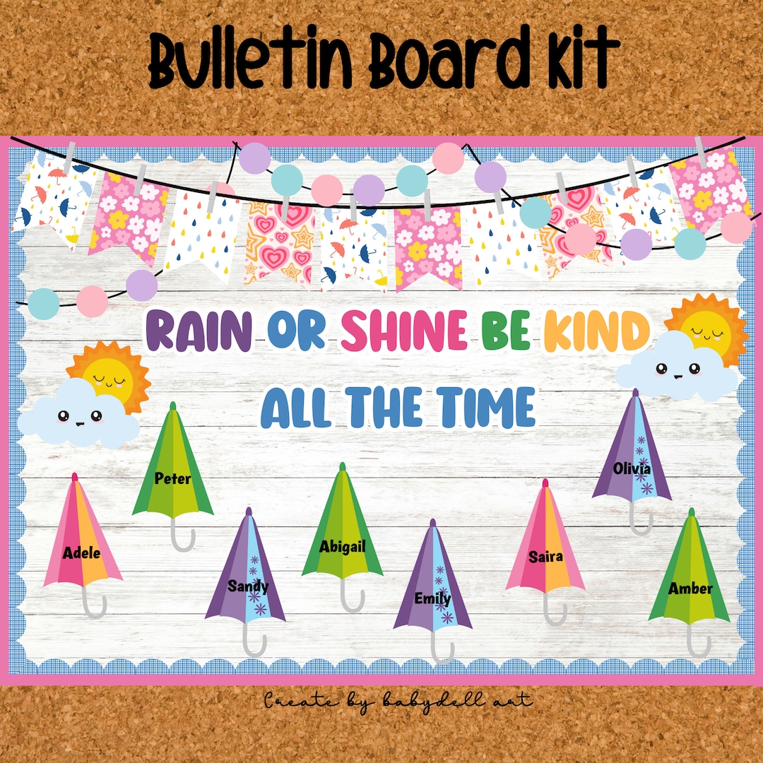 April Showers Bulletin Board Kit | Spring Umbrella Classroom Door Decor ...