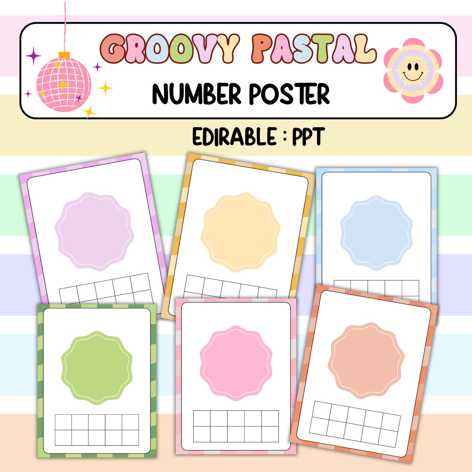 Groovy Pastel Number Posters 0-20: Retro Classroom Decor - Etsy