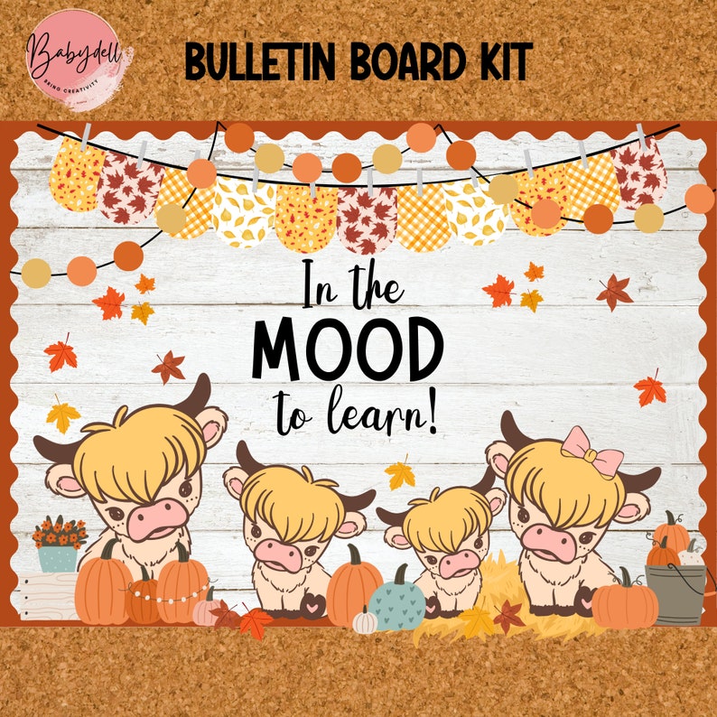 Highland Cow Fall Bulletin Board Pumpkin Fall Bulletin Board Printable ...
