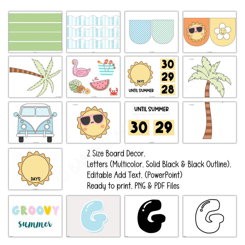 Groovy Summer Bulletin Board Kit: Retro Classroom Decor (digital ...