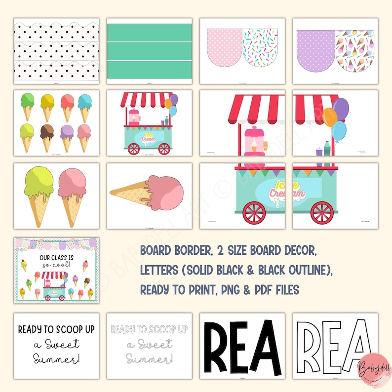 Ice Cream Bulletin Board Kit Summer Classroom Decor Editable Printable ...