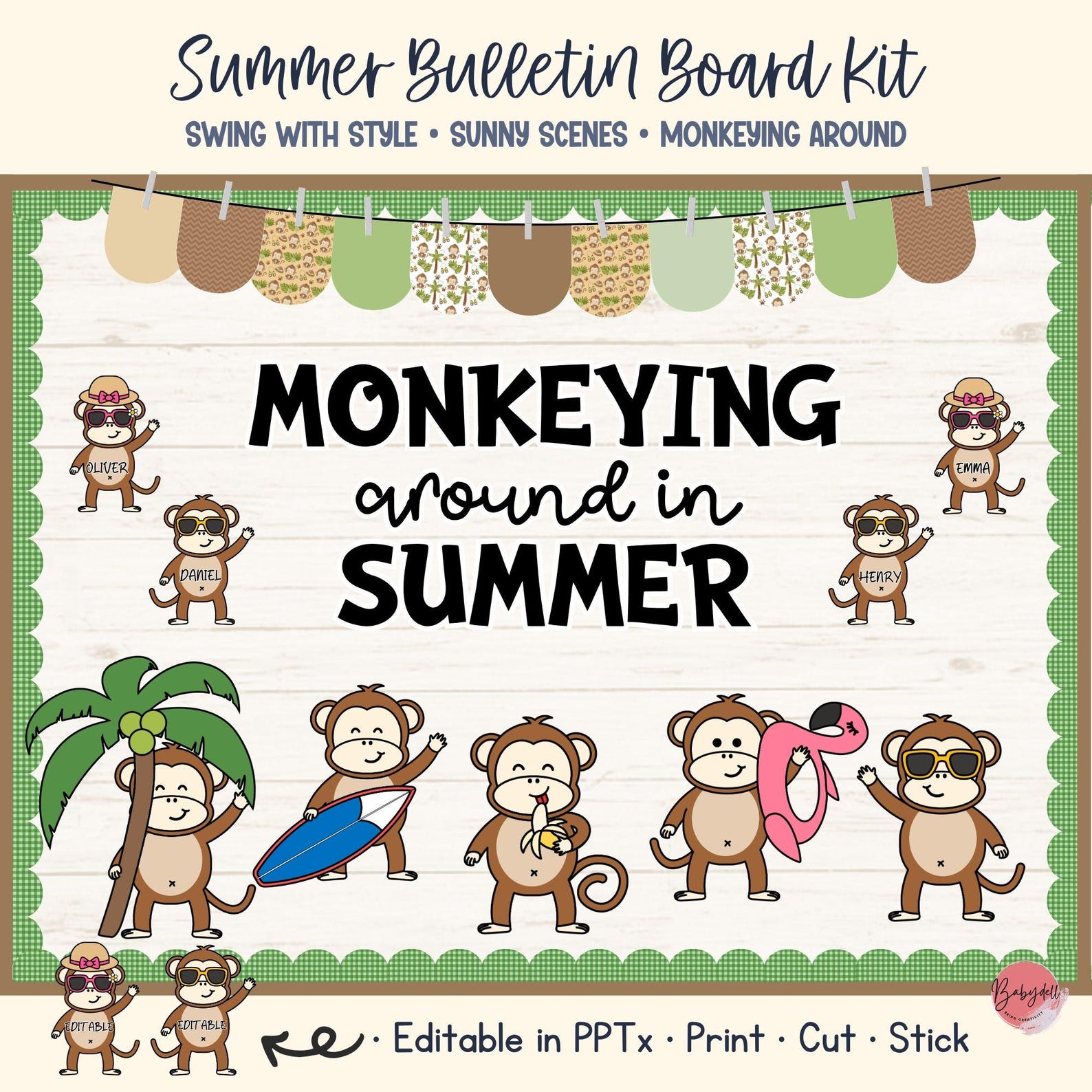 Monkey Summer Bulletin Board Kit for Elementary Classroom Jungle Decor ...