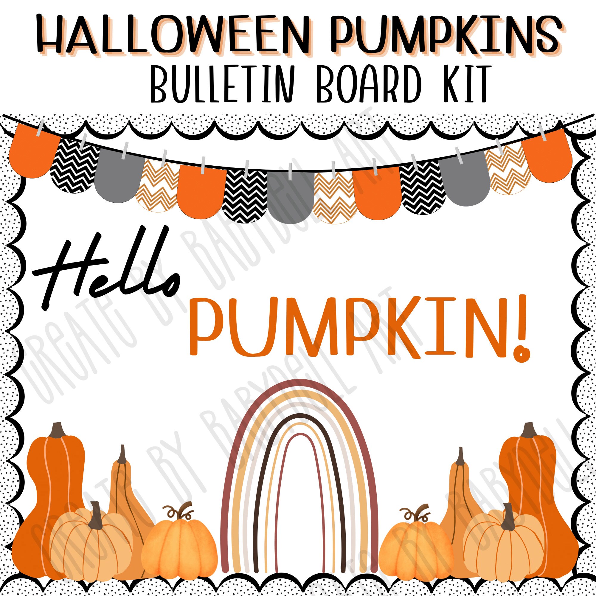 Halloween Pumpkins Bulletin Board or Classroom Door Decor, Easy Autumn ...