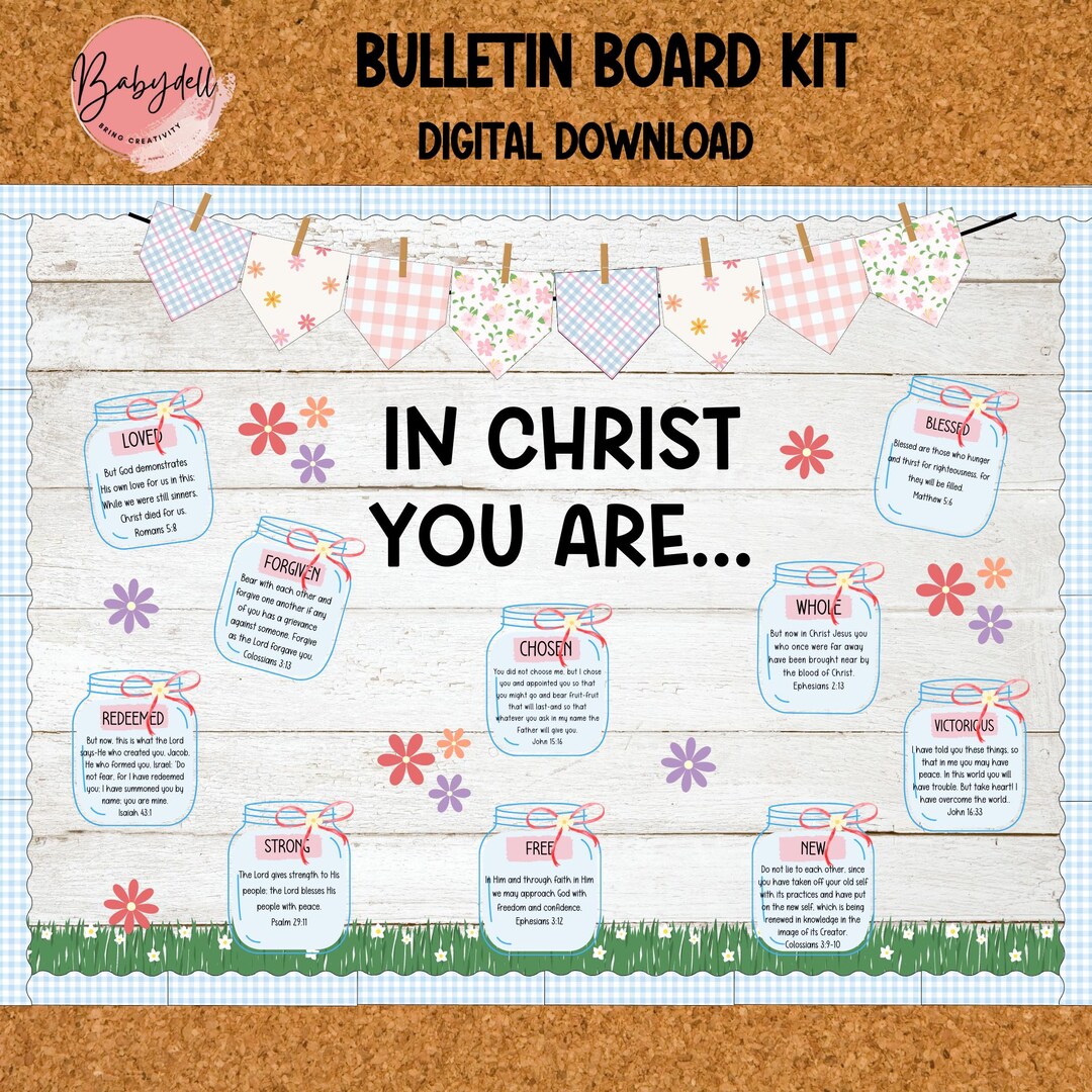 Christian Classroom Decor Kit - Printable Bible Verse Bulletin Board ...