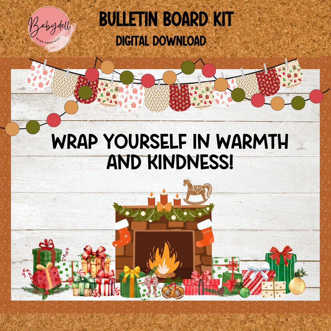 Warm Holiday Wishes Fireplace Bulletin Board | Christmas Classroom ...