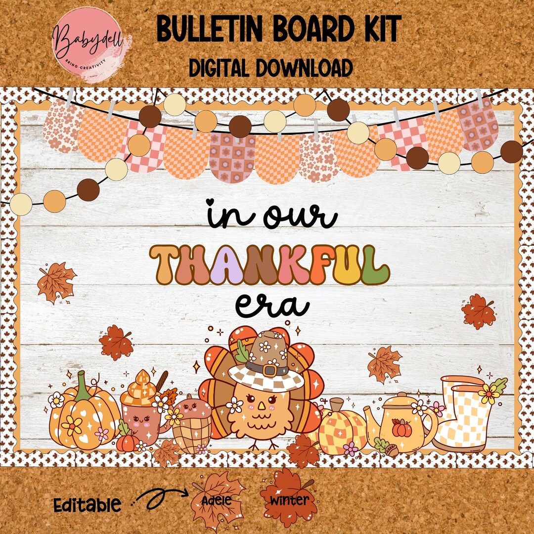 Thanksgiving Groovy Bulletin Board Kit Fall Door Decor Classroom ...