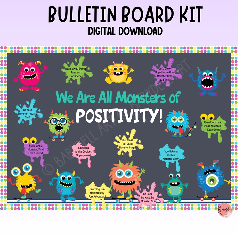 Monsters of Positivity Bulletin Board Kit: Classroom Decor, Growth ...