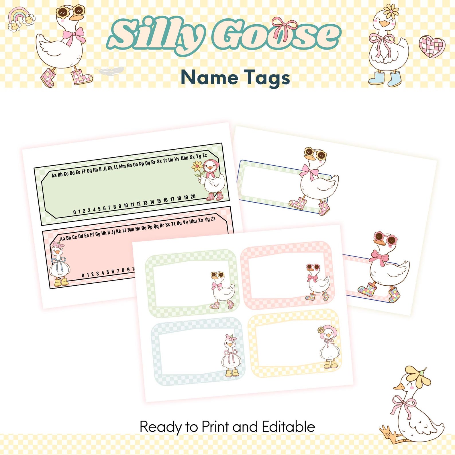 Retro Goose Name Tags: Pastel Classroom Decor (printable PDF & PPT ...