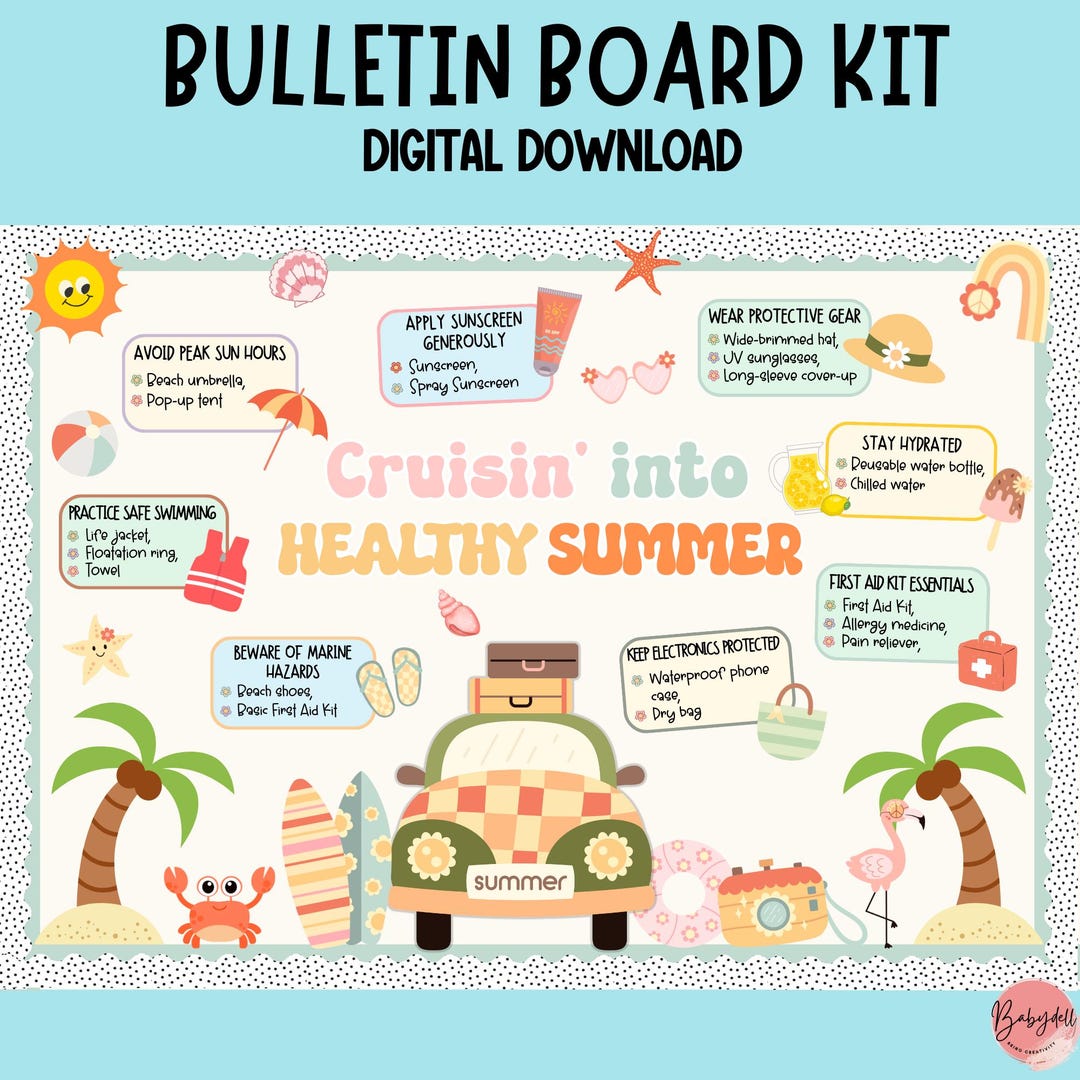 Cruisin' Into a Healthy Summer Bulletin Board Kit | Nurse's Office ...