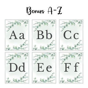 Modern Botanical Classroom Decor Bundle Editable Eucalyptus Theme ...