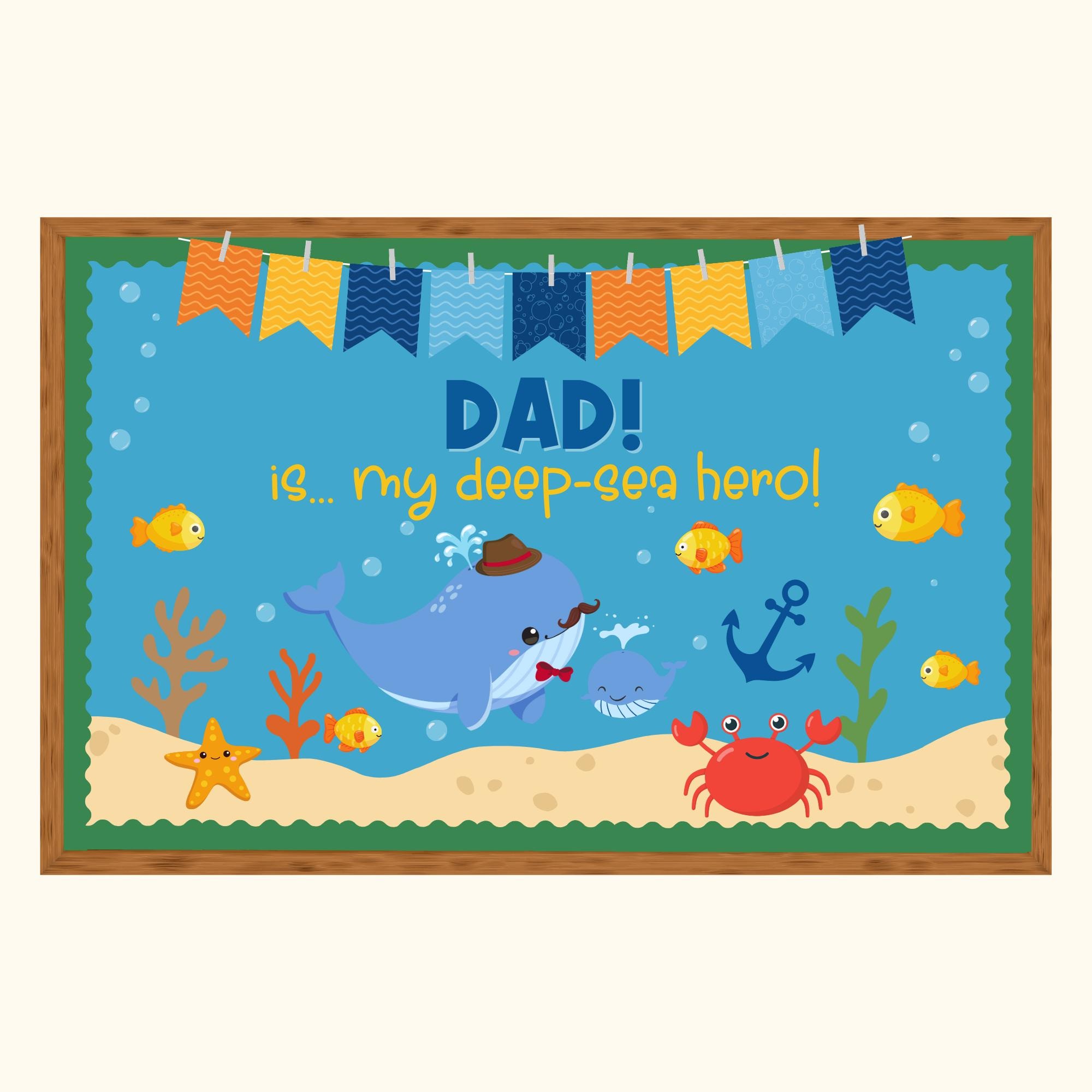 Father's Day Bulletin Board Kit: Ocean Theme Classroom Decor (digital ...