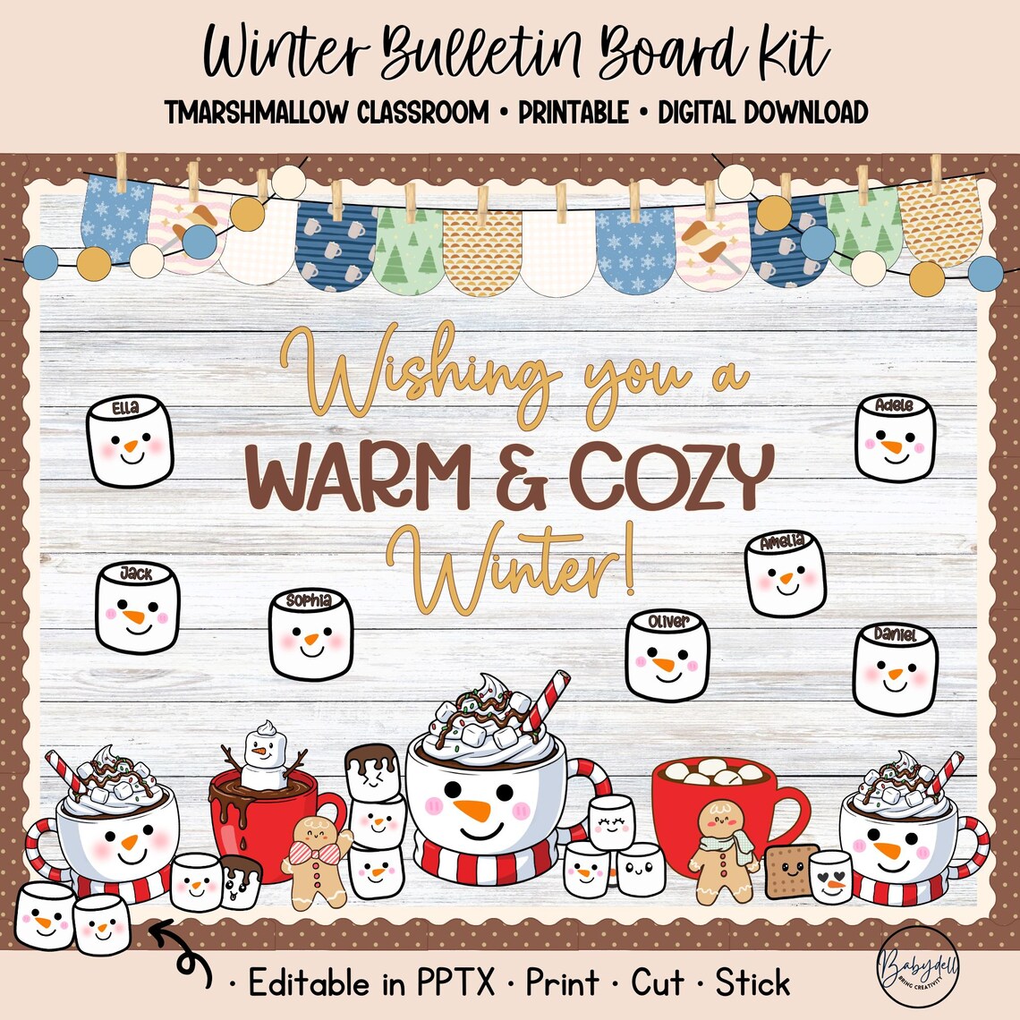 Editable Hot Cocoa Bulletin Board Kit for a Cozy Winter Classroom - Etsy