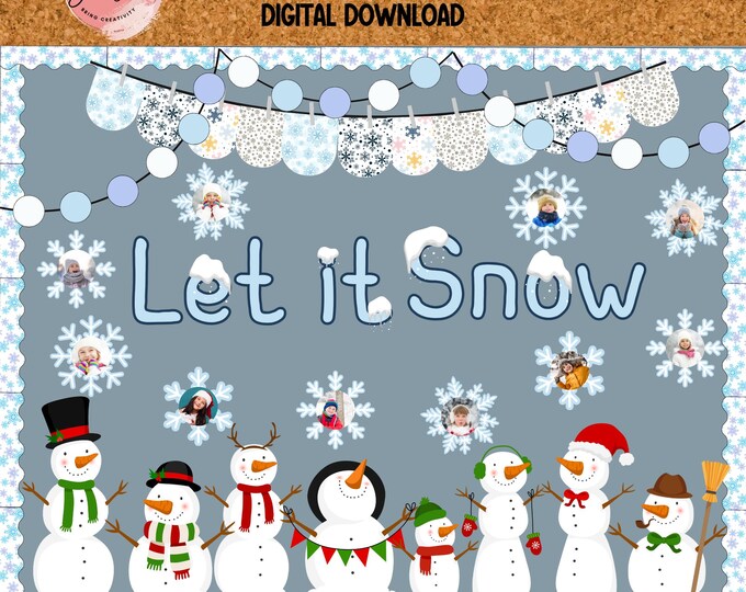Winter Sports Bulletin Board Kit, New Year Snowman Skiing Snowboarding ...