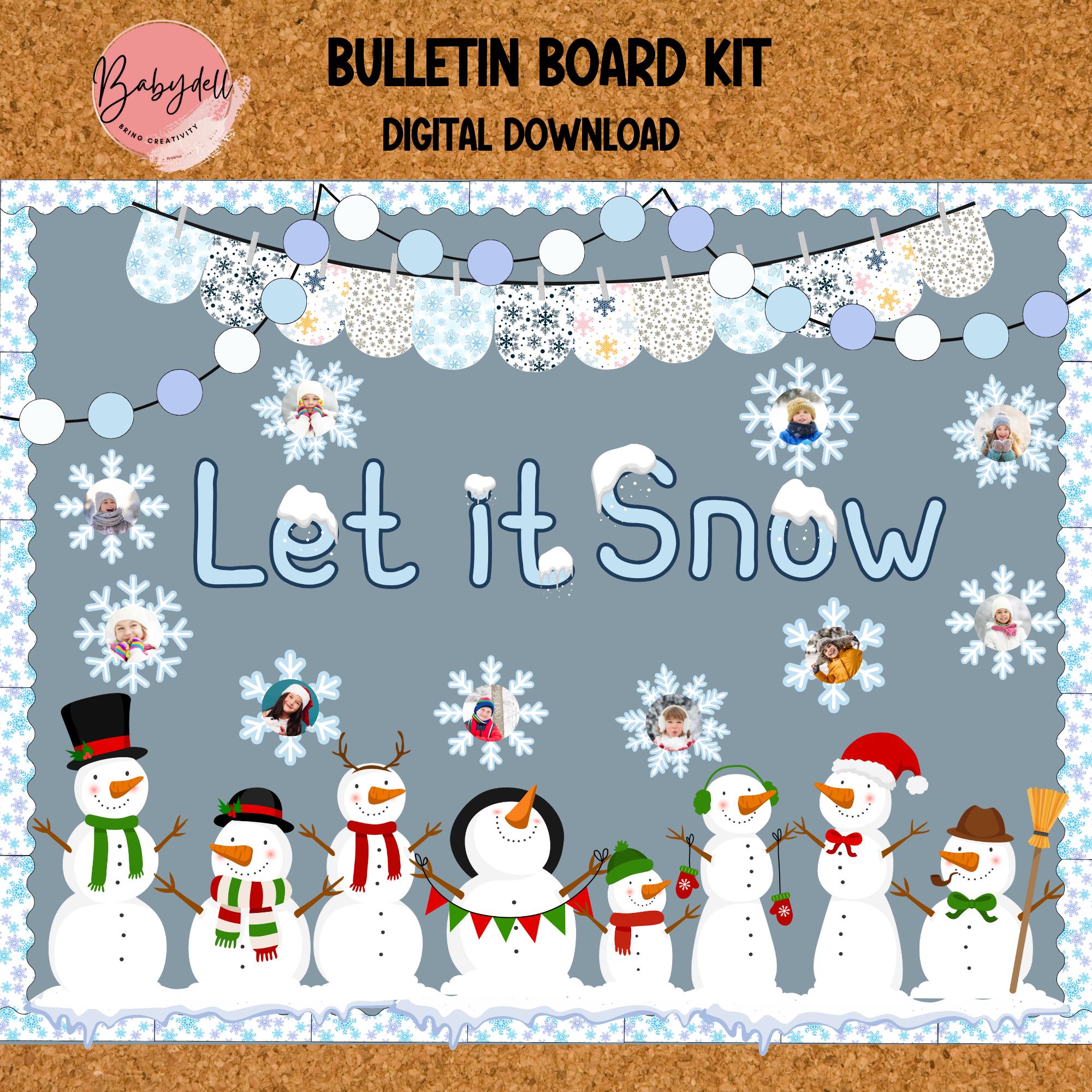 Snowflake Snowman Bulletin Board Kit | Winter Classroom Decor (digital ...