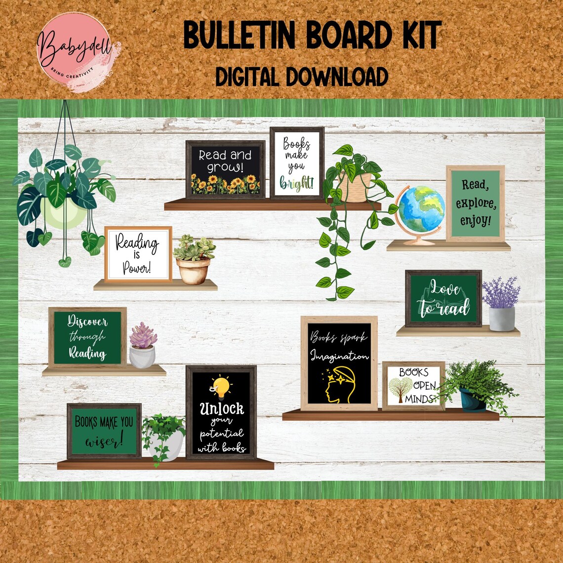 Reading Board Kit With Greenery Bookshelf Classroom Decor - Etsy
