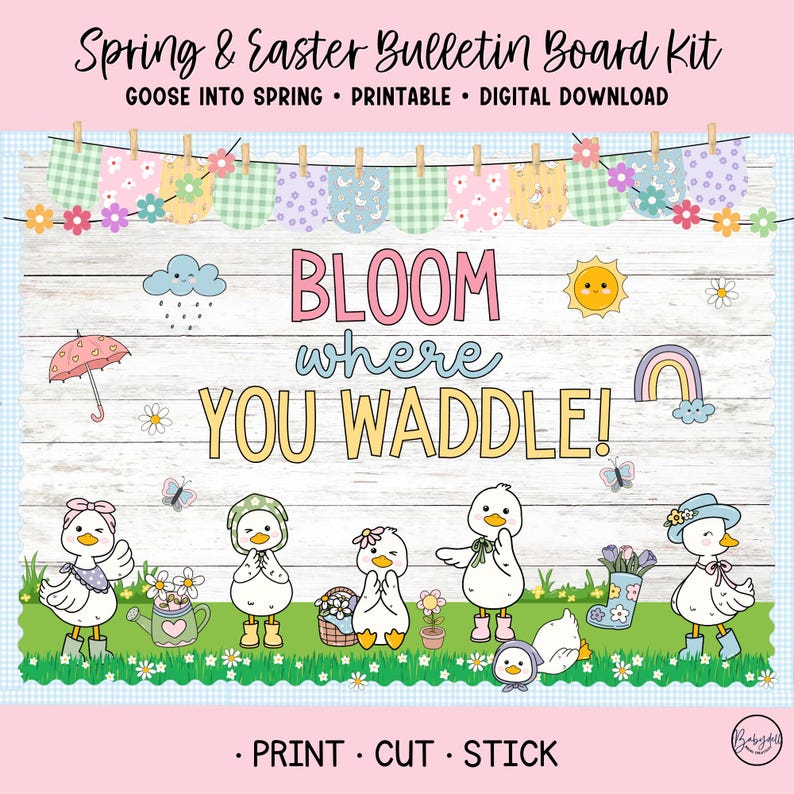 Spring Bulletin Board Kit Printable Goose Classroom Decor School Door ...