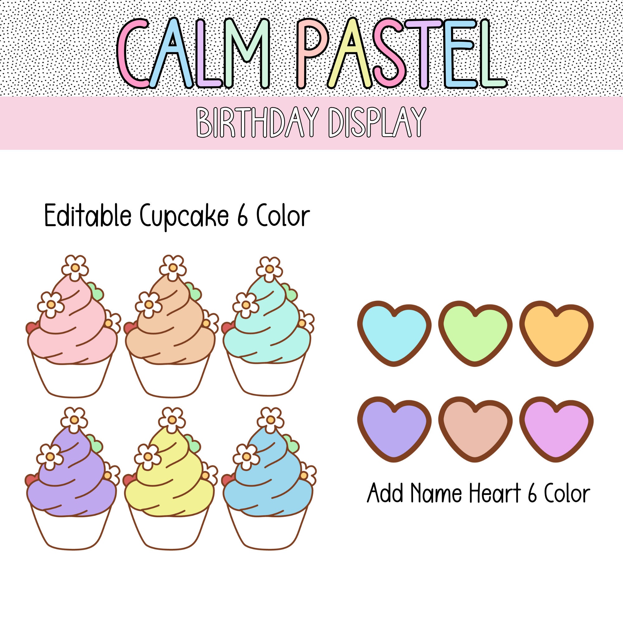 Pastel Cupcake Classroom Birthday Display: Editable Teacher Decor - Etsy