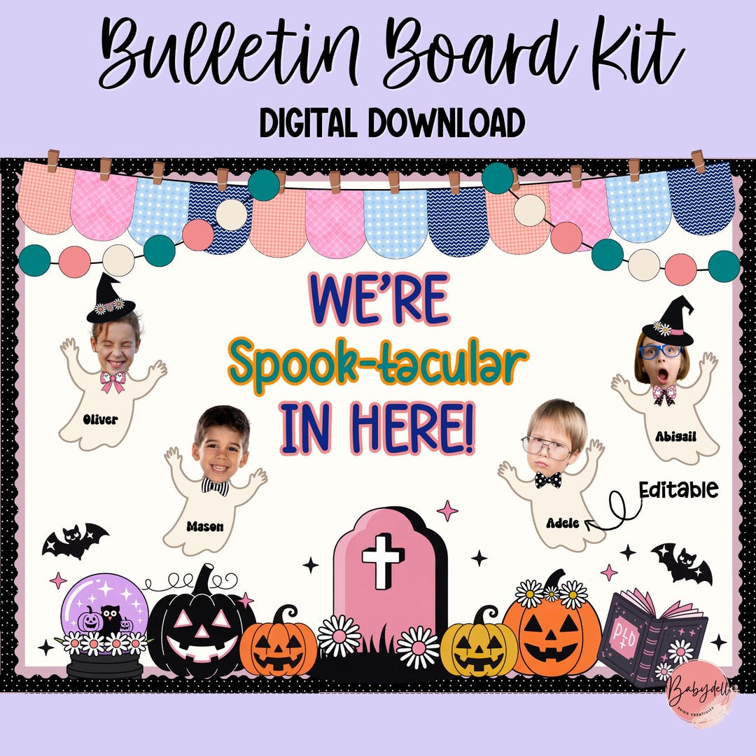 Halloween Ghost Photo Bulletin Board Kit - Spooky Cute Classroom Decor ...