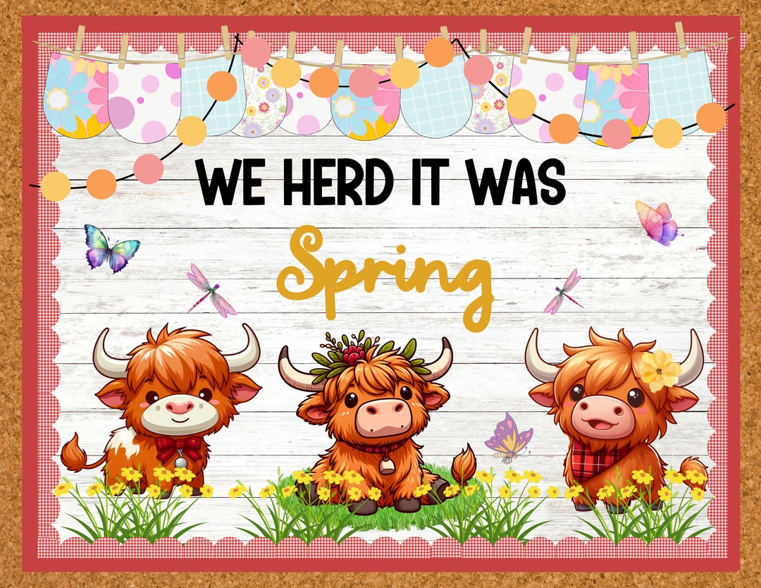 Highland Cow Spring Bulletin Board Kit | Reading-themed Classroom Decor ...