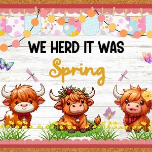 Highland Cow Spring Bulletin Board Kit | Reading-themed Classroom Decor ...