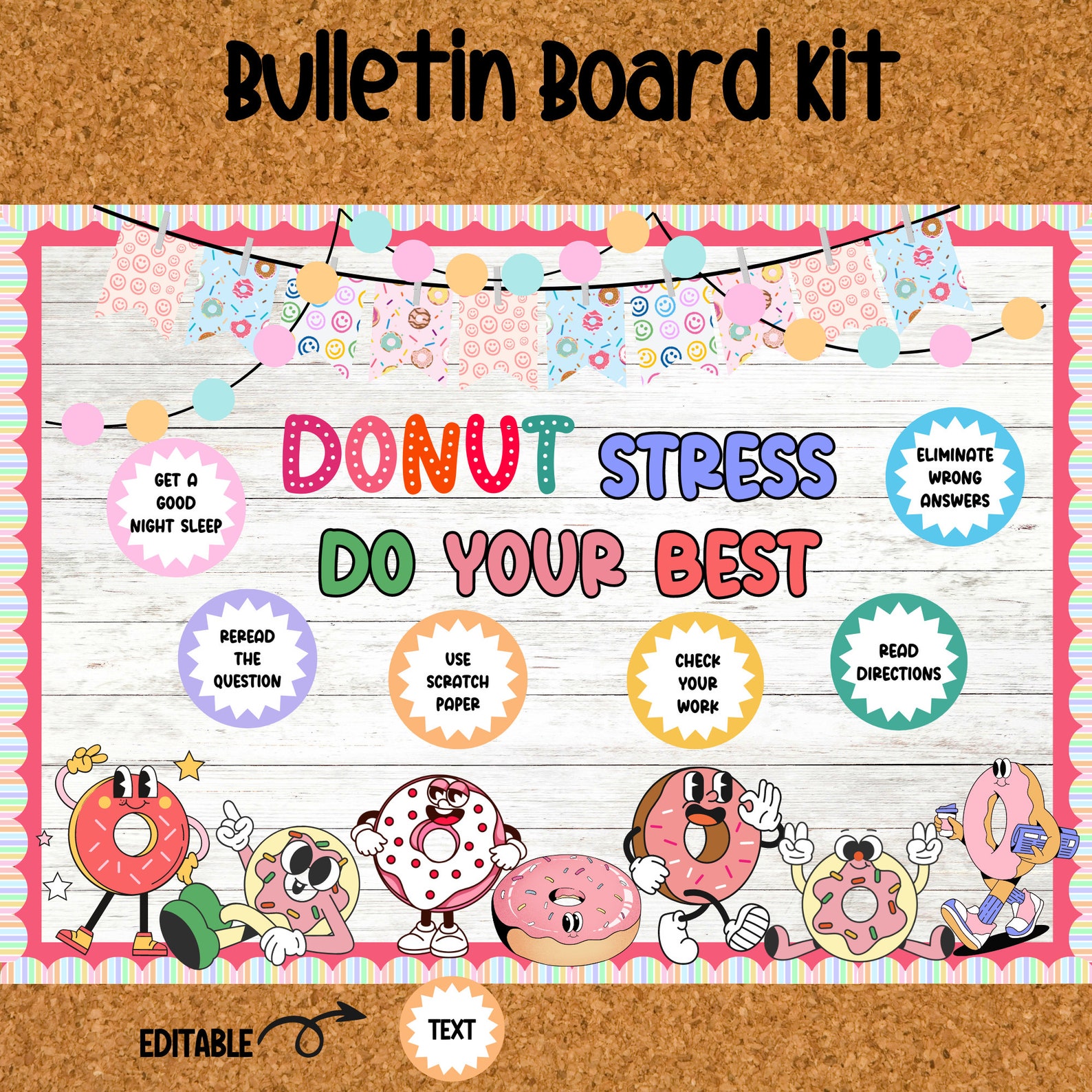 Donut Stress Test Prep Bulletin Board Kit: Classroom Decor - Etsy