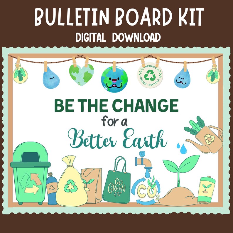 Earth Day Bulletin Board Kit: Recycle Theme Classroom Decor (digital ...