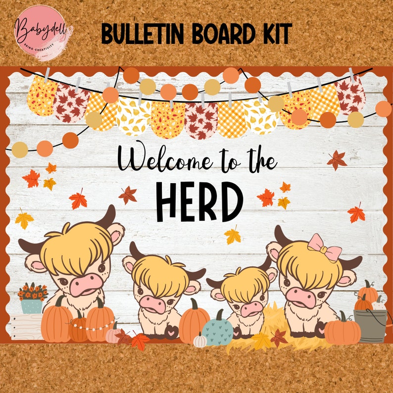 Highland Cow Fall Bulletin Board Pumpkin Fall Bulletin Board Printable ...