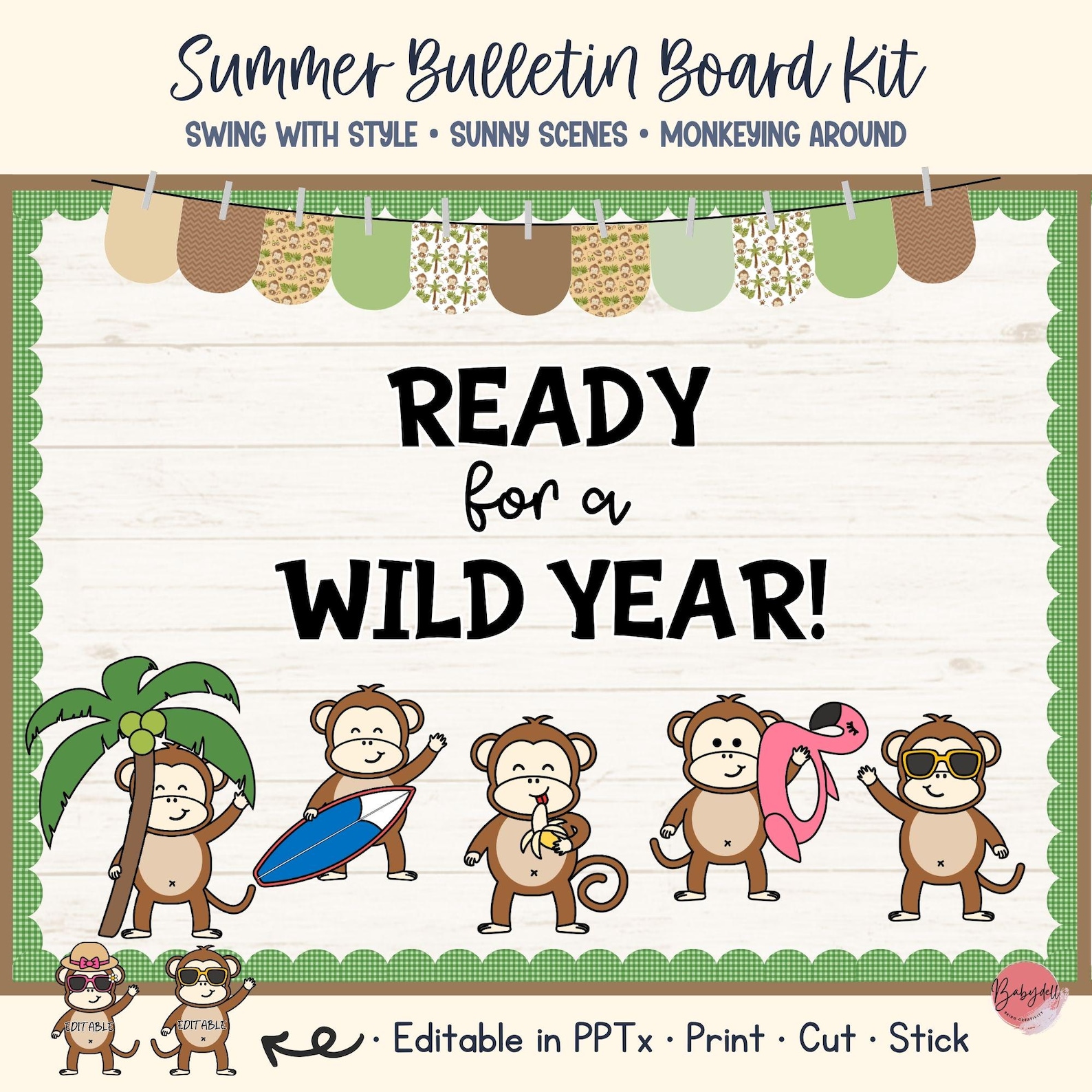 Monkey Summer Bulletin Board Kit for Elementary Classroom Jungle Decor ...