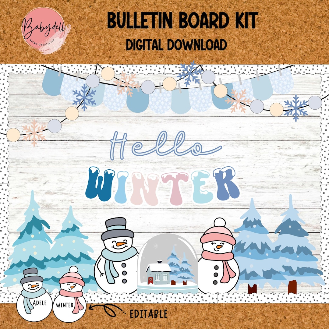 Winter Bulletin Board Kit January Bulletin Board Hello Winter Printable ...
