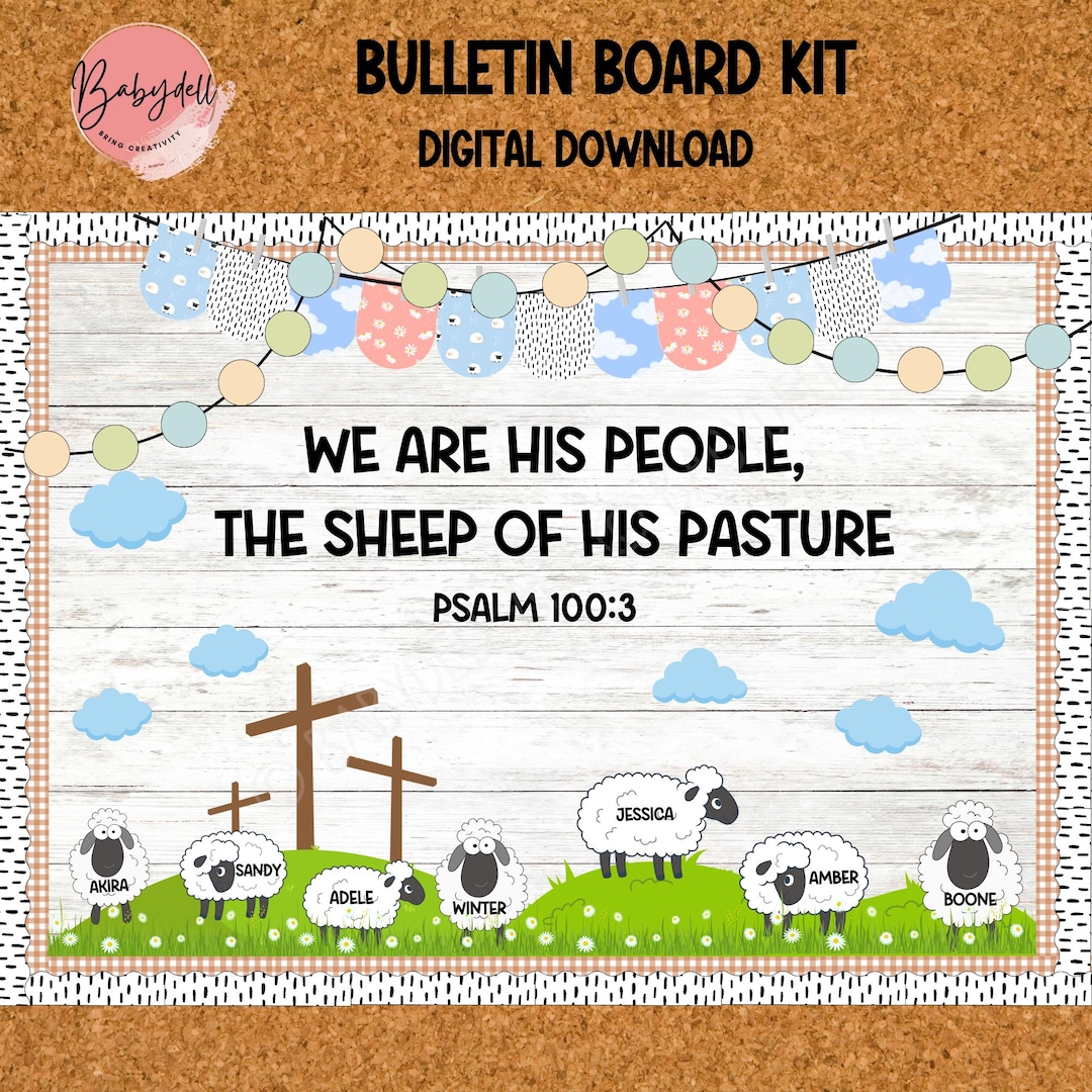 Little Lamb Christian Bulletin Board Kit: Sheep Farm Classroom Decor ...
