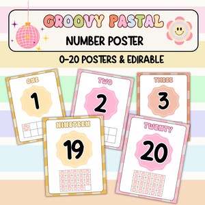 Editable Groovy Pastel Number Posters Classroom Decor Number Posters ...
