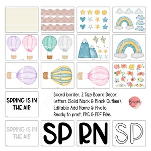 Interactive Hot Air Balloon Spring Bulletin Board Kit | Digital April ...