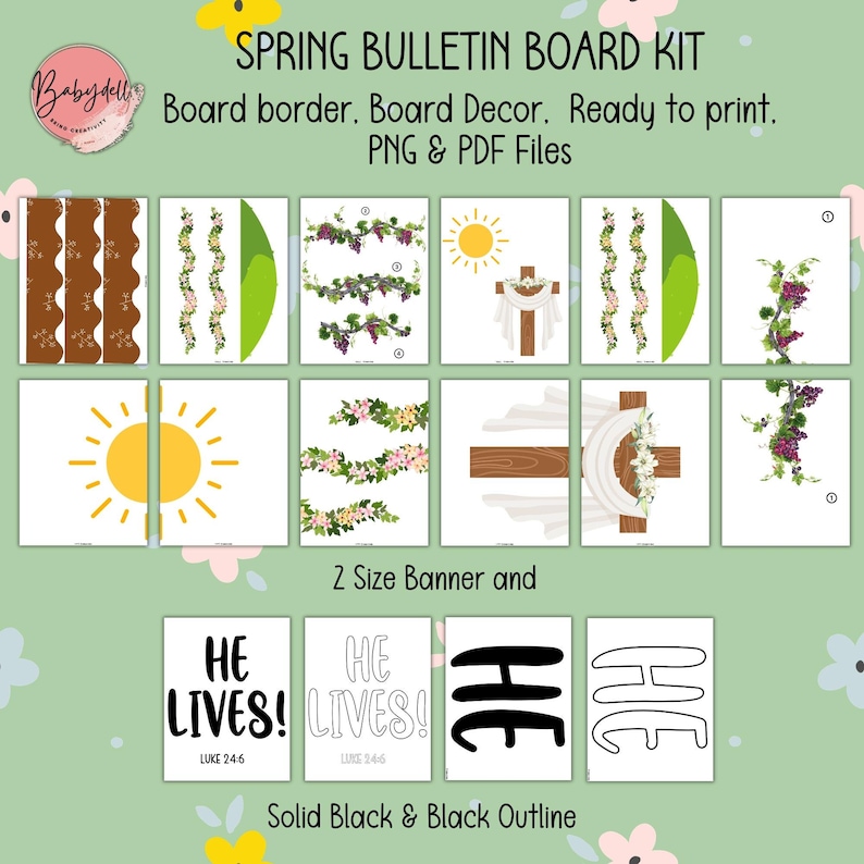 He Lives Easter Bulletin Board Kit Christian Classroom Decor Sunday ...