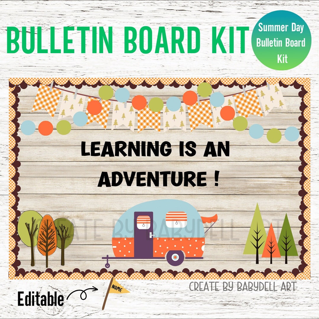 CAMPING ADVENTUR Bulletin Board Summer Door Decor Bulletin Board ...