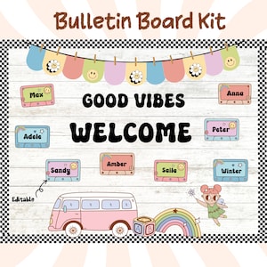 Groovy Welcome Back to School Bulletin Board Kit August Retro Classroom ...
