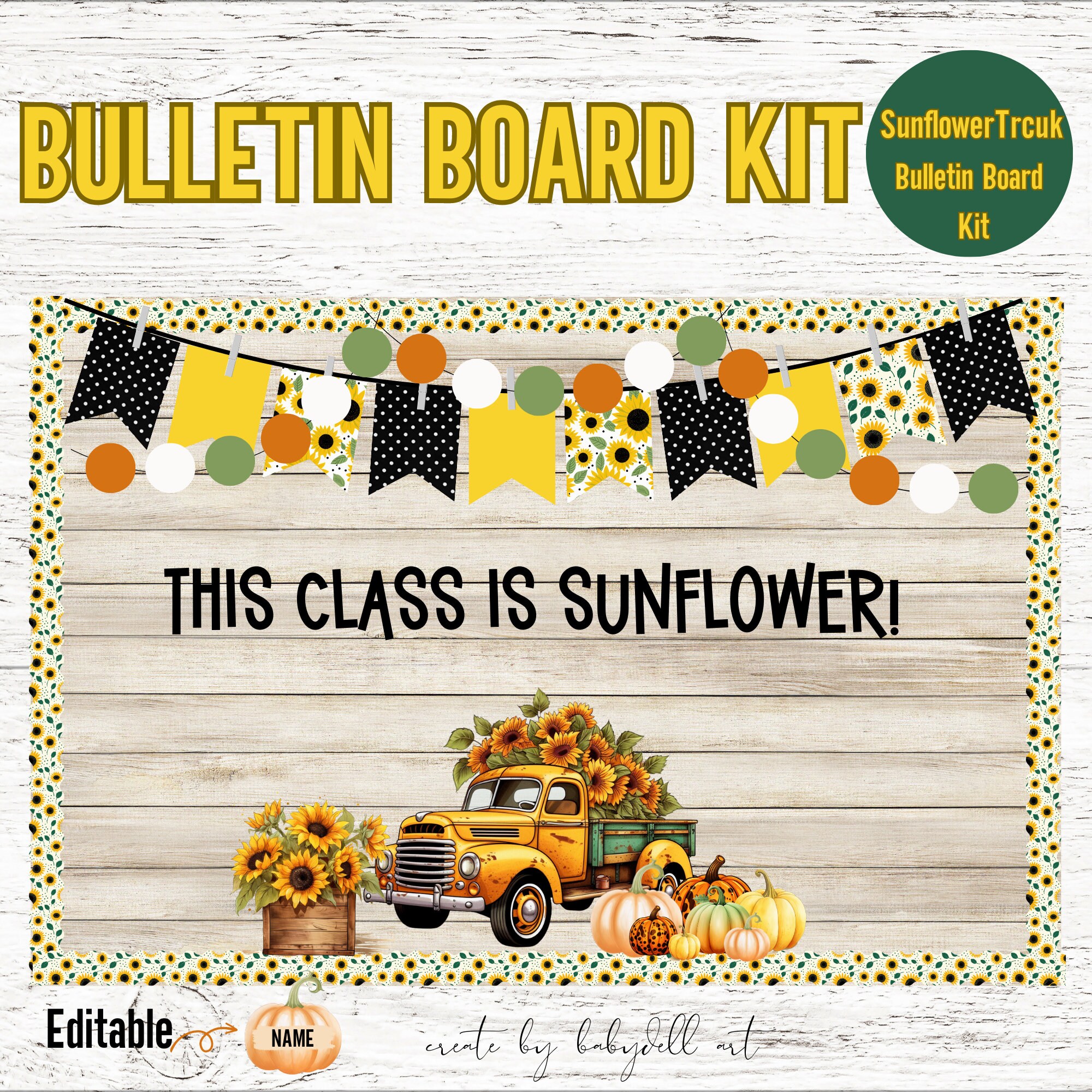 Sunflower Truck Bulletin Board Door Decor Fall Bulletin Board autumn ...