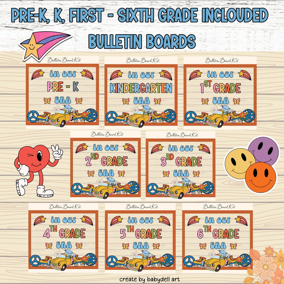 Bundle Bulletin Board in Our Back to School Era Groovy Retro Bulletin ...